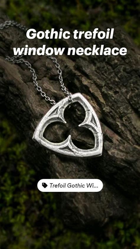 Gothic Trefoil Window Necklace Sterling Silver Gothic Architecture Jewelry Triangle Pendant
