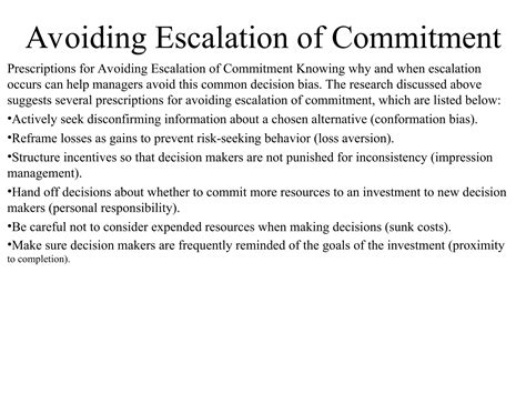 Cognitive Bias Escalation Of Commitment Ppt
