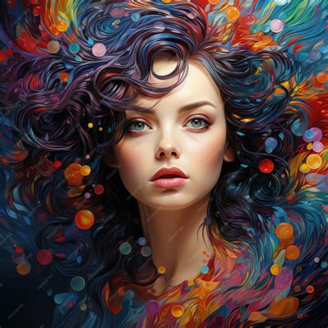 Premium Ai Image A Colorful Portrait Of A Cute Women Face Inspired
