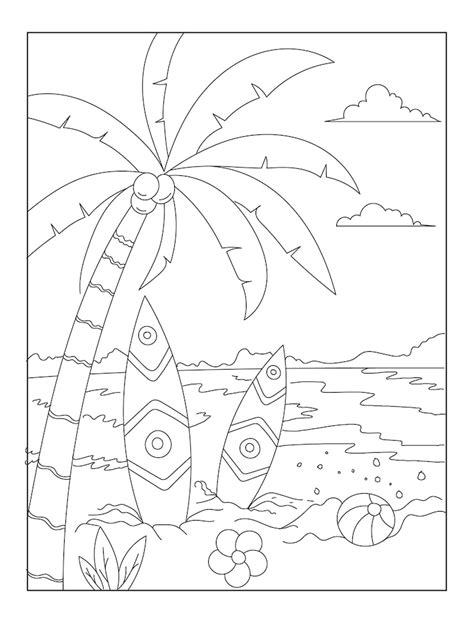 평화로운 해변 색칠하기 벡터 Freepik에서 무료 고품질 벡터를 다운로드하세요 Freepik