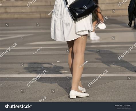 Legs Shiny Tan Pantyhose Closeup Stock Photo Shutterstock