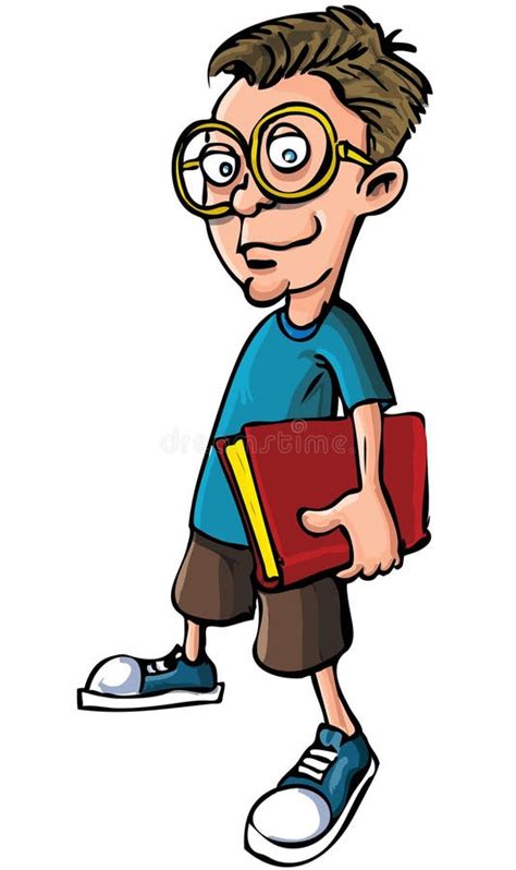 Cartoon Nerd With Glasses And A Book Stock Vector Illustration Of Geek People