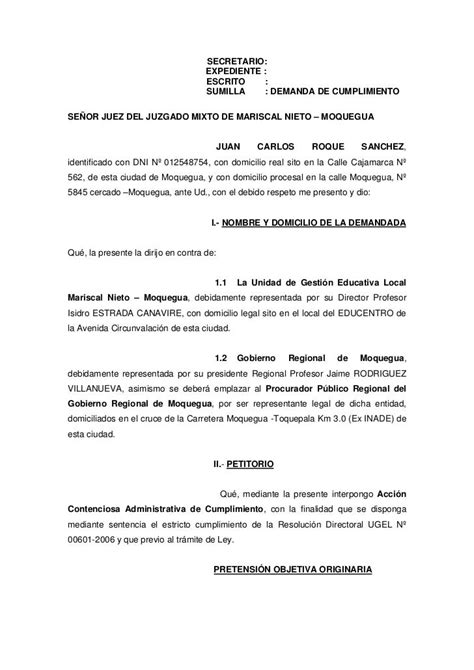 Modelo De Demanda Contenciosa Administrativa De Cumpl