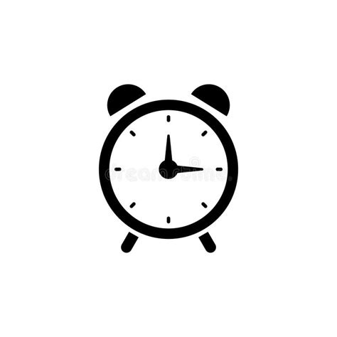 Classic Alarm Clock Solid Flat Vector Icon Isolated On White Background Stock Vector