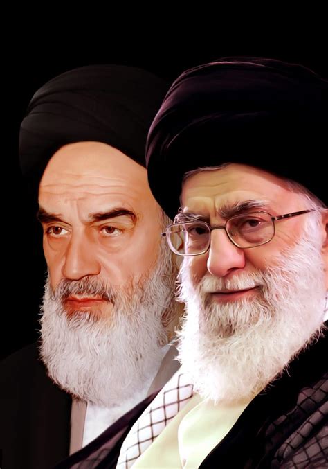 عکس با کیفیت امام خامنه ای در کنار قاب عکس امام خمینی ره عکس با