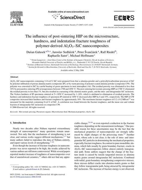 Pdf The Influence Of Post Sintering Hip On The Microstructure Hardness And Indentation
