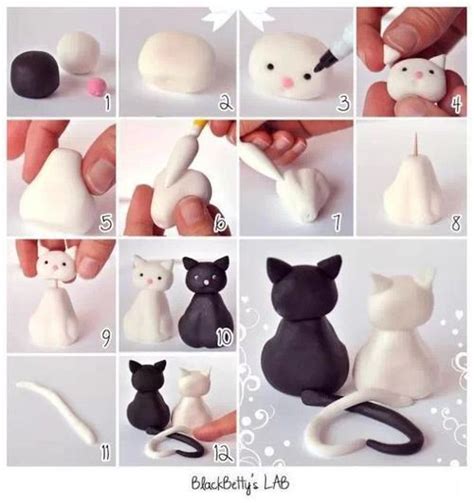 Easy Cats Arcilla Bonita Gato De Fondant Porcelana Fria Paso A Paso