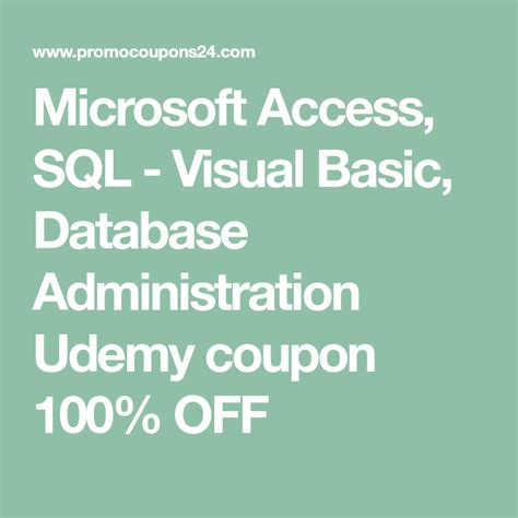 Microsoft Access And Sql Visual Basic Database Administration