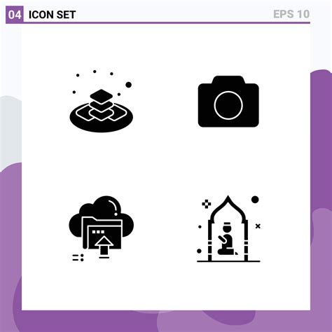 4 User Interface Solid Glyph Pack Of Modern Signs And Symbols Of Sweet Arrow Islamic Basic Cloud