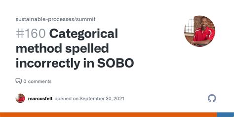 categorical method spelled incorrectly in sobo · issue 160 · sustainable processes summit · github