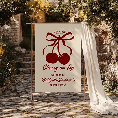 Cherry On Top Bridal Shower Welcome Sign Cherry Themed Bridal Shower