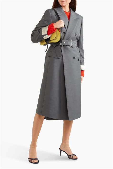 Prada Double Breasted Belted Mohair And Wool Blend Coat The Outnet