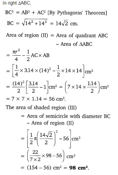 In The Figure Abc Is A Quadrant Of A Circle Of Radius 14 Cm And A Semicircle Cbse Class 10