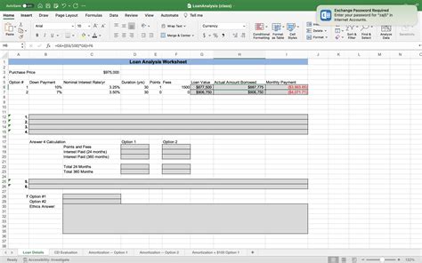 AutoSave OFF ๙ LoanAnalysis class Home Insert Draw Chegg