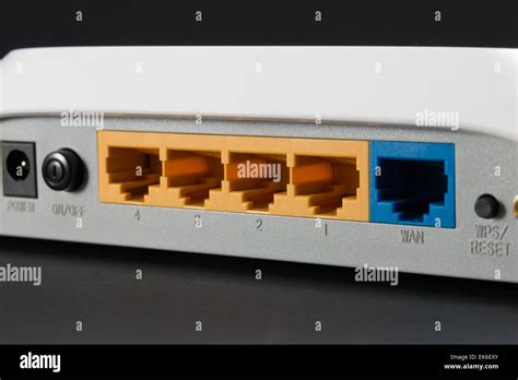 Ethernet Port On The Back Of The Router Network Port On Black Background Stock Photo Alamy