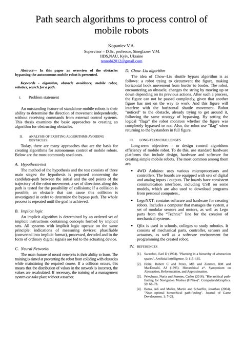 Pdf Path Search Algorithms To Process Control Of Mobile Robots