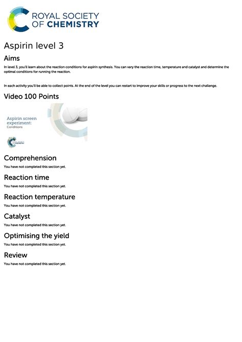 Aspirin Level 3 Labnotebook Aspirin Level Studocu
