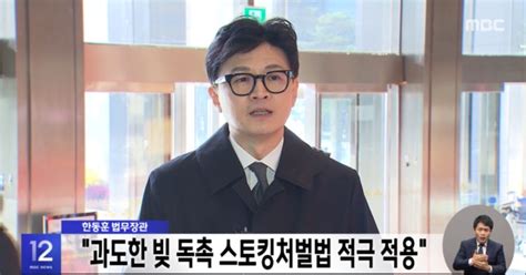 한동훈 법무장관 과도한 빚 독촉 스토킹처벌법 적극 적용