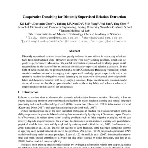 Cooperative Denoising For Distantly Supervised Relation Extraction Acl Anthology
