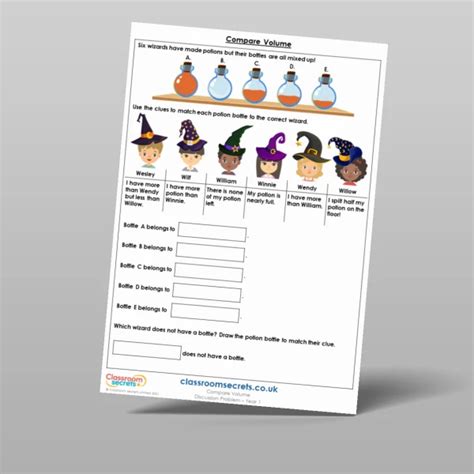 Year 1 Compare Volume Discussion Problem Resource Classroom Secrets