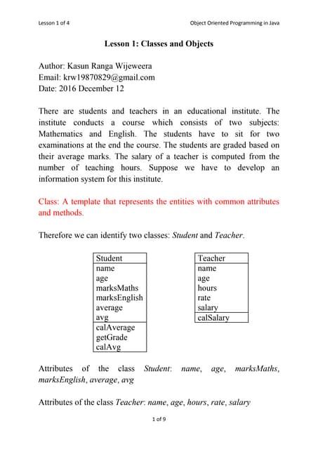 Classes And Objects Pdf