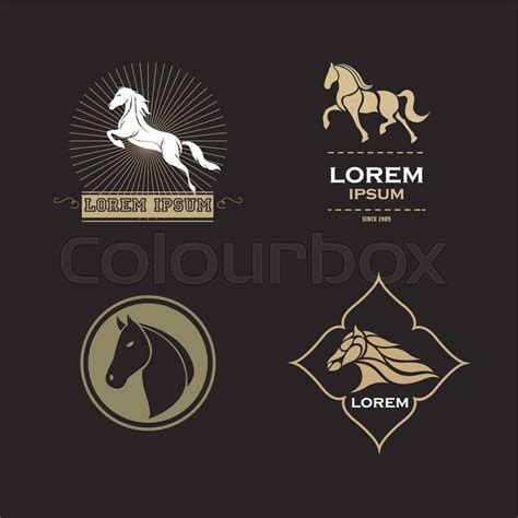 Hest Logoer Etiket Stock Vektor Colourbox