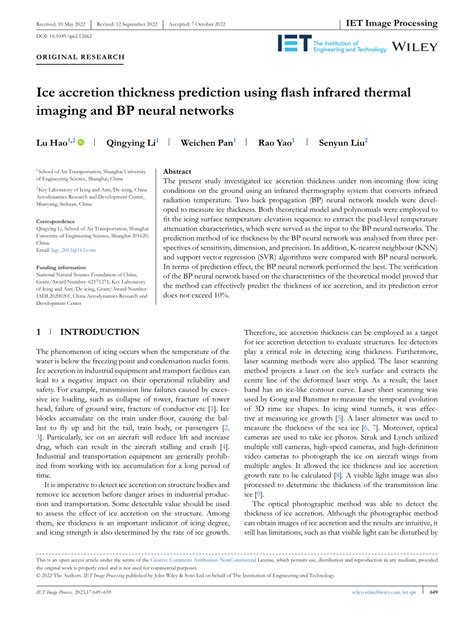 Pdf Ice Accretion Thickness Prediction Using Flash Infrared Thermal