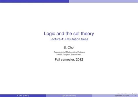 PDF Lecture Refutation Trees S Choischoi Logiclec PdfLogic And The Set Theory Lecture