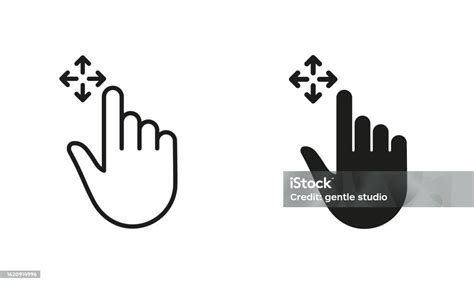 드래그 앤 드롭 화살표 손 손가락 라인과 실루엣 블랙 아이콘 세트 핀치 스크린 터치 스크린 픽토그램 회전 Gesture Symbol Collection을 드래그 앤