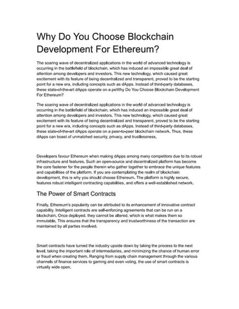 why do you choose blockchain development for ethereum pdf