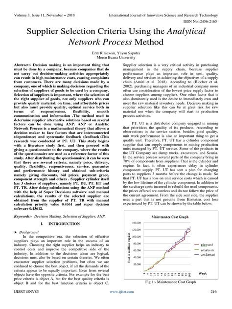 Supplier Selection Criteria Using The Analytical Network Process Method Pdf Eigenvalues And