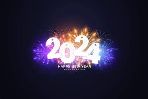Happy New Year 2024 Festive Realistic Decoration Celebrate 2024 Party