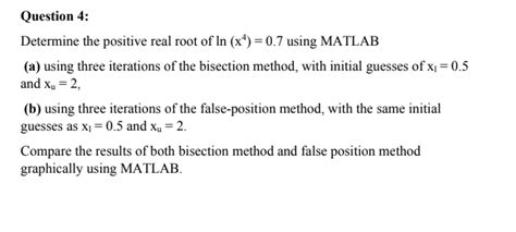 Solved Question 4 Determine The Positive Real Root Of Ln