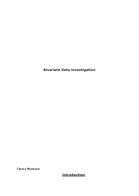 Bivariate Data Investigation Bivariate Data Investigation Clancy