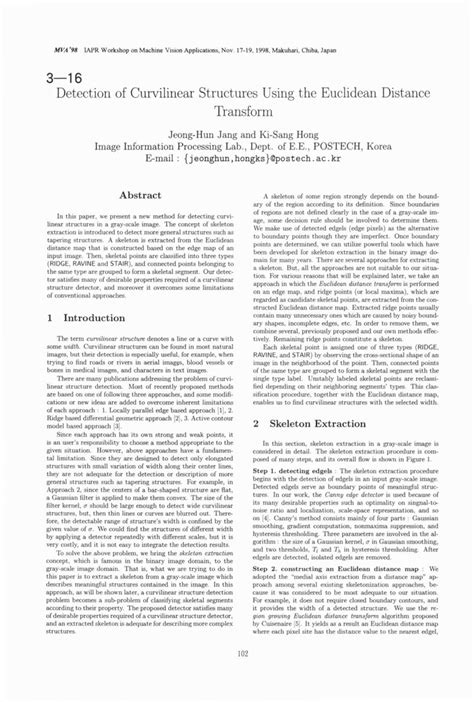 Pdf Detection Of Curvilinear Structures Using The Euclidean Distance Transform
