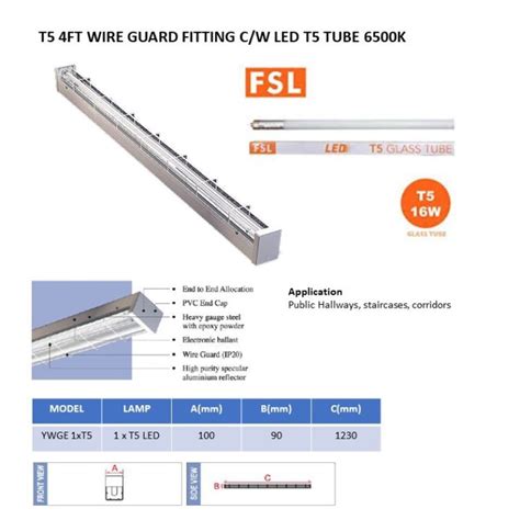 Led T5 Wire Guard Fitting 1 X T5 Led Cw Fsl T5 Led Tube 16w Lazada