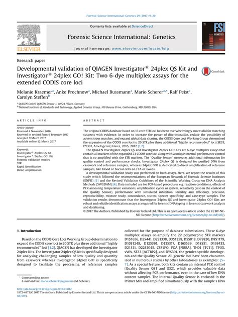 Pdf Developmental Validation Of Qiagen Investigator ® 24plex Qs Kit And Investigator ® 24plex