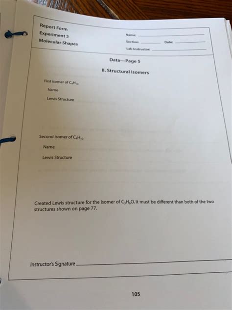 Solved Report Form Experiments Molecular Shapes Name Section