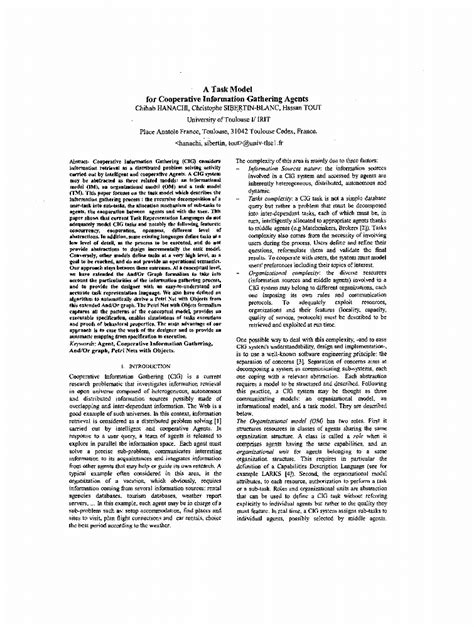 A Task Model For Cooperative Information Gathering Agents Ieee
