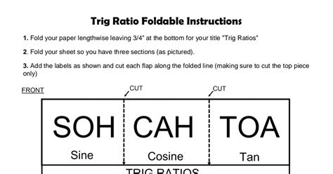 Trig Ratio Foldable Instructionspdf Ratios Foldable Foldables Calculus