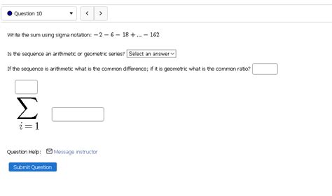 solved write the sum using sigma notation −2−6−18 …−162 is