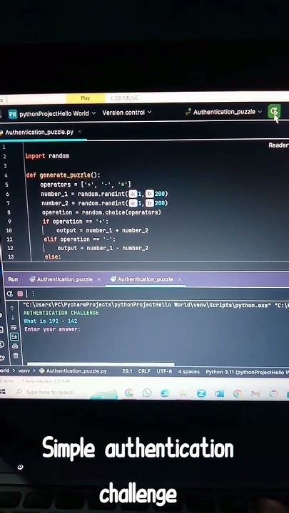 Simple Authentication Challenge Python Program For Beginners