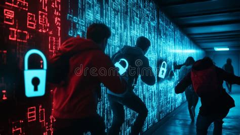 Dangerous Group Of Hackers Internet Cyber Crime System Breaking And Malware Concept By