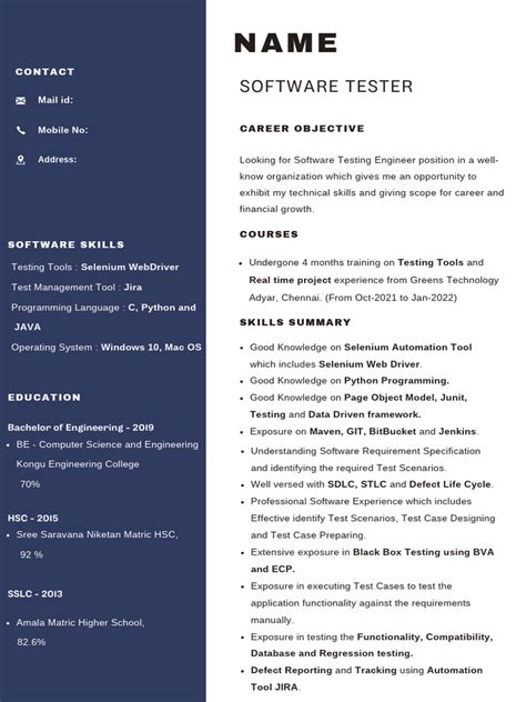 Bharathi Resume Sample Pdf Selenium Software Software Testing