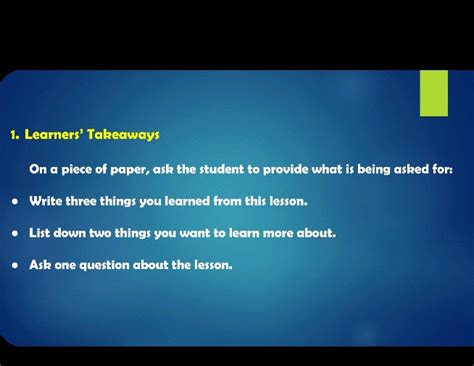 1 Learners Takeaways On A Piece Of Paper Ask StudyX