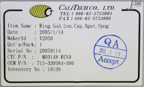 C LAM RESEARCH RING GND LON CAP BGST OPNG NEW J Gallery