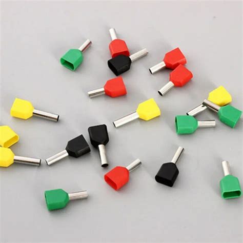 Te1508 케이블 와이어 커넥터 절연 트윈 코드 엔드 터미널 슈트 크리웰 튜브 터미널 100pcs 절연 터미널 연결 전기 장비 및 소모품