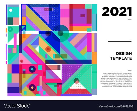 New Year 2021 Colorful Geometric Poster Design Vector Image
