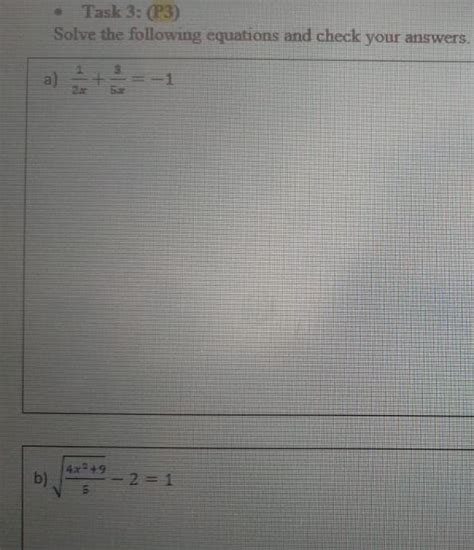 Solved • Task 3 P3 Solve The Following Equations And