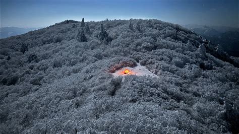 하얀색으로 물든 봉우리 흰색 정글 폭설 속 고립 눈세상 쏠캠 극동계 백패킹 Youtube